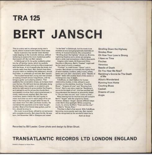 Bert Jansch Bert Jansch - 1st UK vinyl LP album (LP record) (230909)