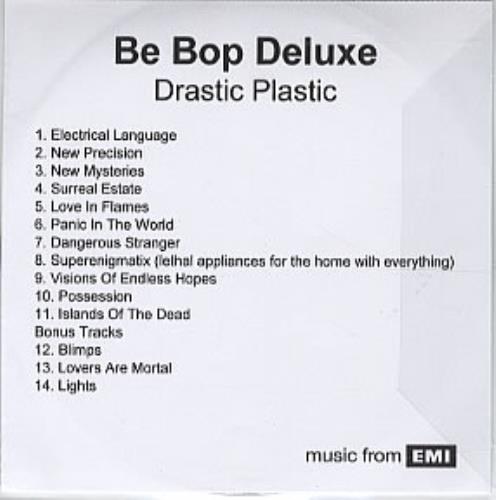 Be Bop Deluxe Drastic Plastic UK Promo CD-R acetate (311447)