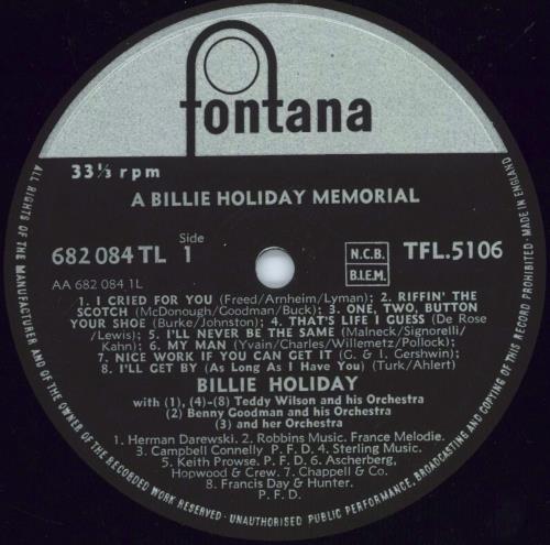 Billie Holiday A Billie Holiday Memorial UK vinyl LP album (LP record ...