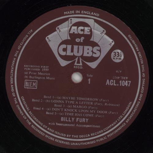 Billy Fury Billy Fury UK vinyl LP album (LP record) (704617)