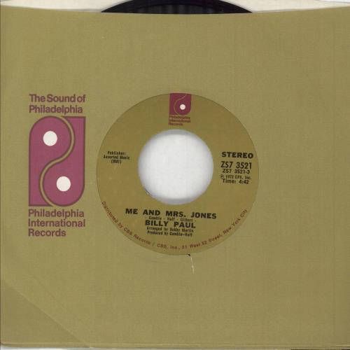 Billy Paul Me And Mrs. Jones US 7" vinyl single (7 inch record / 45 ...