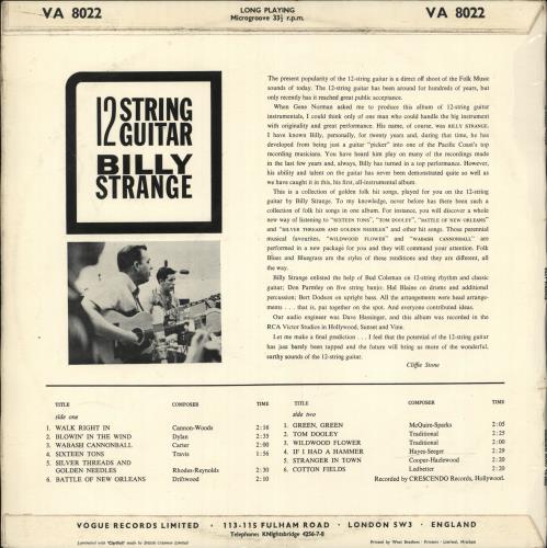 Billy Strange 12 String Guitar UK vinyl LP album (LP record) (727343)