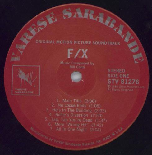 Bill Conti F/X OST US vinyl LP album (LP record) (821085)