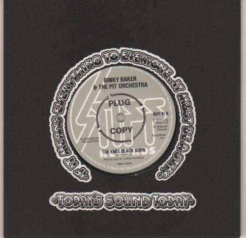 Binky Baker & The Pit Orchestra Toe Knee Black Burn UK Promo 7" vinyl ...