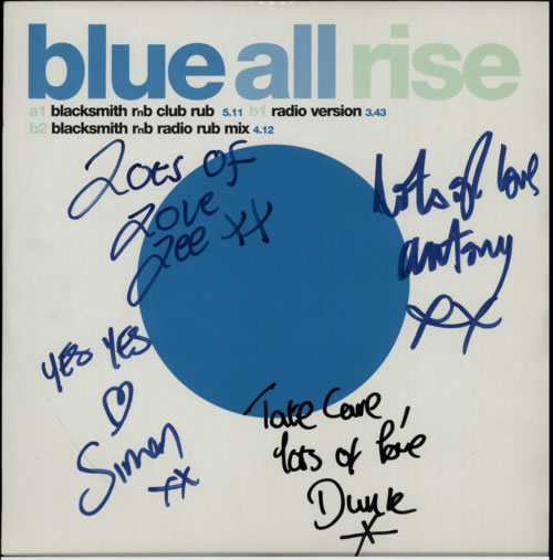 Blue (00s) All Rise - Fully Autographed UK 12" vinyl single (12 inch ...