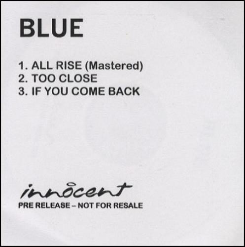 Blue (00s) All Rise UK Promo CD-R acetate (294984)