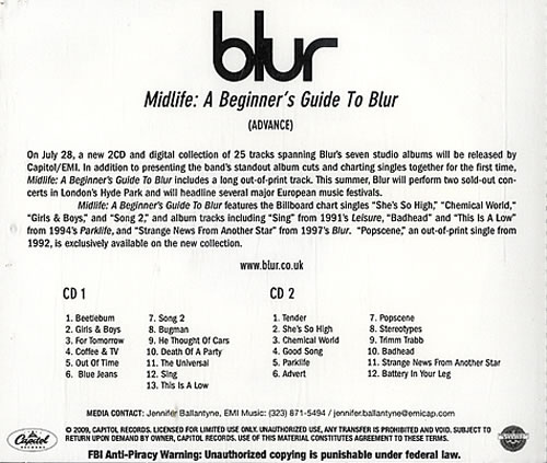 Blur Midlife: A Beginners Guide To Blur US Promo 2 CD album set (Double ...