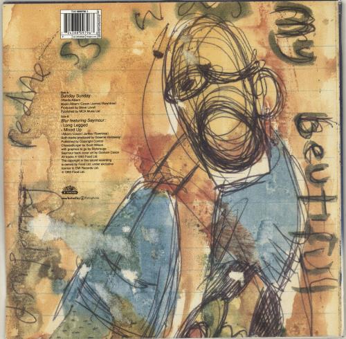 Blur Sunday Sunday + Art Print - EX UK 12" vinyl single (12 inch record ...