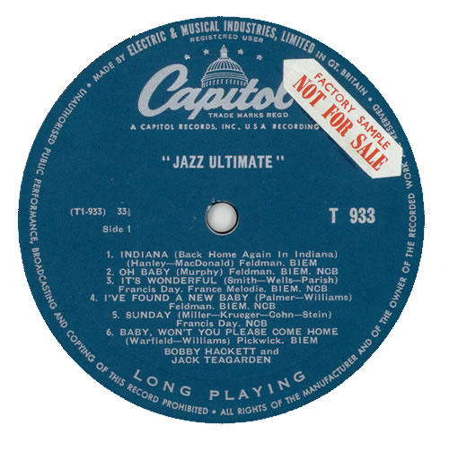 Bobby Hackett Jazz Ultimate - Factory Sample UK vinyl LP album (LP ...