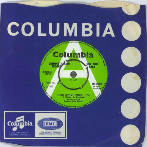Bobby Vinton Please Love Me Forever UK Promo 7" vinyl single (7 inch record / 45) (818421)