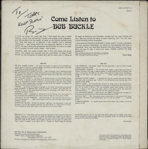 Bob Buckle Come Listen To .... UK vinyl LP album (LP record) (660378)