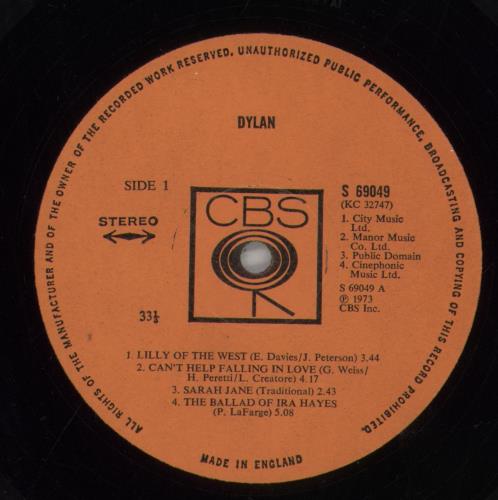 Bob Dylan Dylan UK vinyl LP album (LP record) (133112)