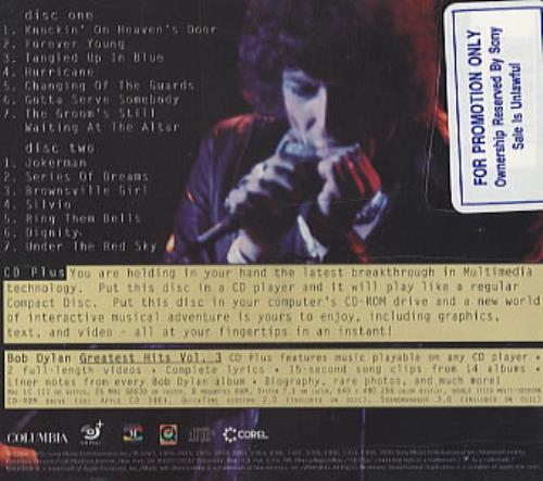 Bob Dylan Greatest Hits Vol.3 - CD Plus US Promo 2 CD album set (Double ...