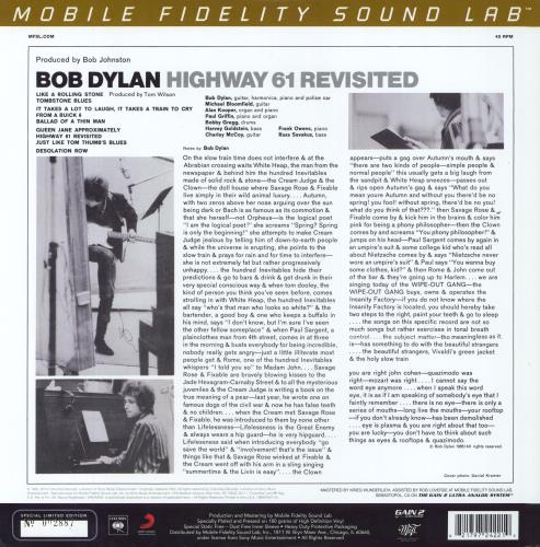 Bob Dylan Highway 61 Revisited - 180gm Vinyl US 2-LP vinyl record set ...