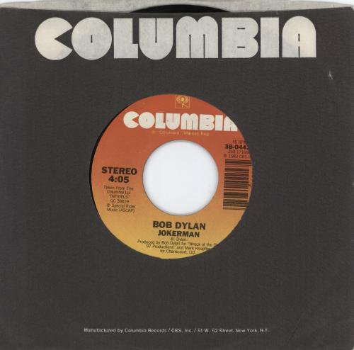 Bob Dylan Jokerman US 7" vinyl single (7 inch record / 45) (774850)