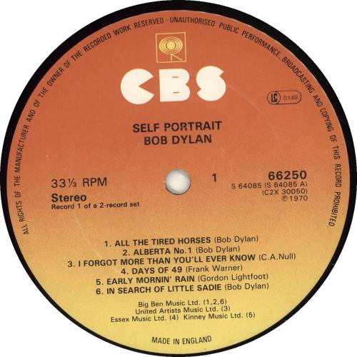 Bob Dylan Self Portrait - graduated orange label UK 2-LP vinyl record set (Double LP Album) (697726)