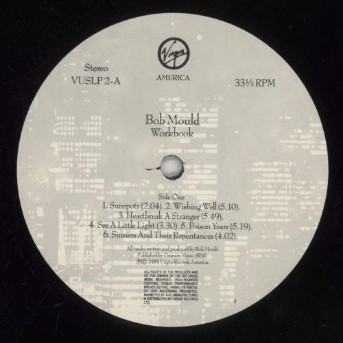 Bob Mould Workbook UK vinyl LP album (LP record) (295198)