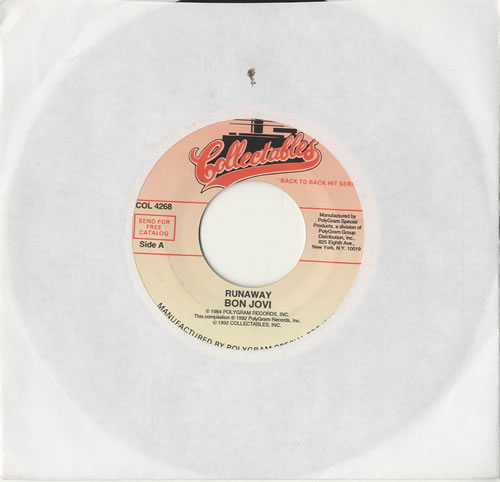 Bon Jovi Runaway US 7" vinyl single (7 inch record / 45) (576592)