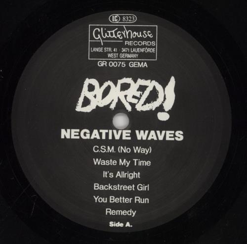 Bored! Negative Waves Australian vinyl LP album (LP record) (860497)
