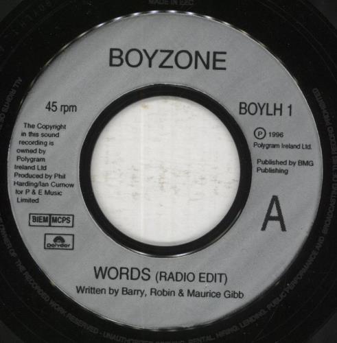 Boyzone Words UK 7" vinyl single (7 inch record / 45) (855248)
