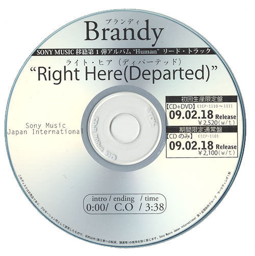 Brandy Right Here (Departed) Japanese Promo CD-R acetate (475448)