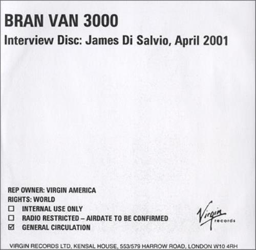 Bran Van 3000 Interview Disc: James Di Salvio UK Promo CD-R acetate ...