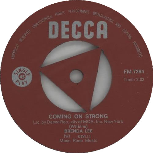 Brenda Lee Coming On Strong South African 7" vinyl single (7 inch ...