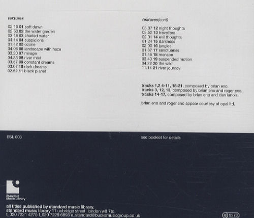 Brian Eno Textures UK CD album (CDLP) (369618)