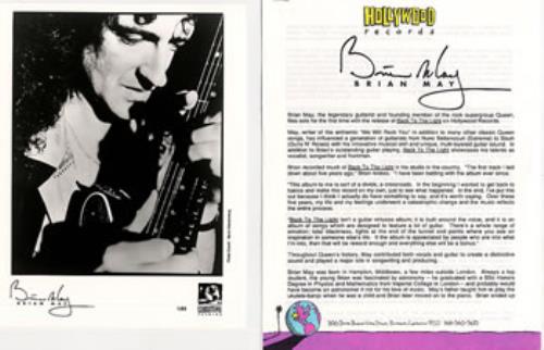 Brian May Back To The Light US Promo media press pack (15592) PRESS PACK