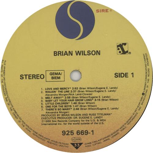 Brian Wilson Brian Wilson German vinyl LP album (LP record) (50803)