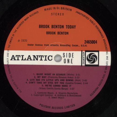 Brook Benton Brook Benton Today UK vinyl LP album (LP record) (860014)