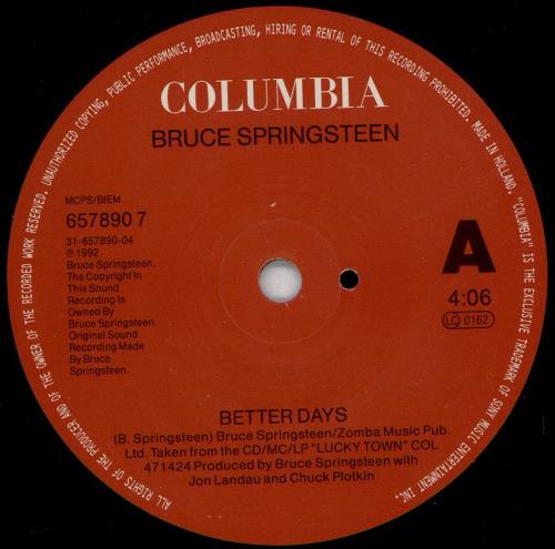 Bruce Springsteen Better Days - Solid Dutch 7" vinyl single (7 inch ...