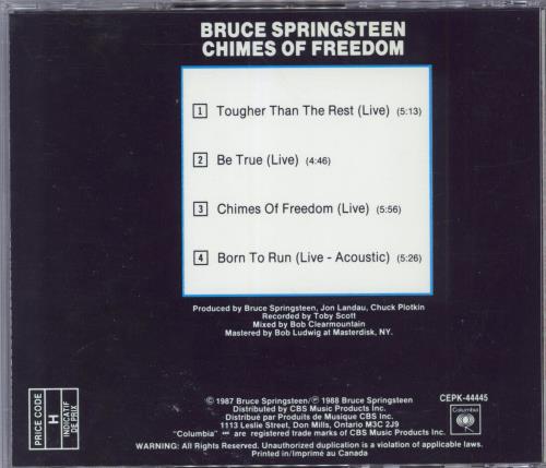 Bruce Springsteen Chimes Of Freedom Canadian CD single (CD5 / 5") (3225)