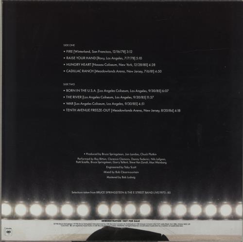Bruce Springsteen Live 1975-85 Canadian Promo vinyl LP album (LP record ...