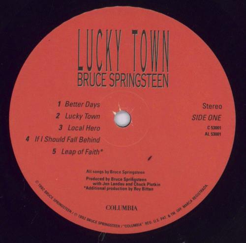 Bruce Springsteen Lucky Town US vinyl LP album (LP record) (831452)