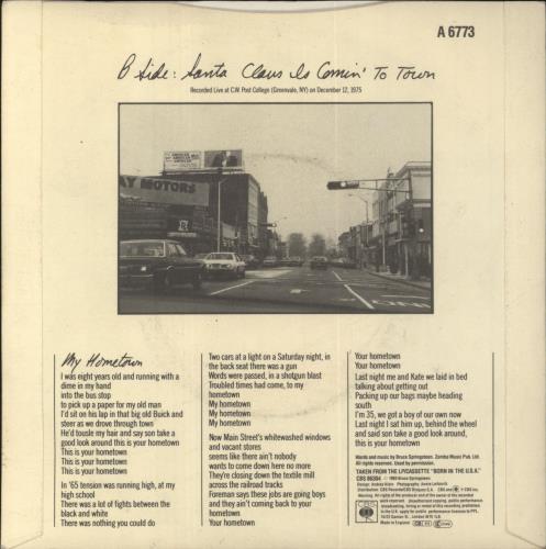 Bruce Springsteen My Hometown - Solid UK 7" vinyl single (7 inch record ...