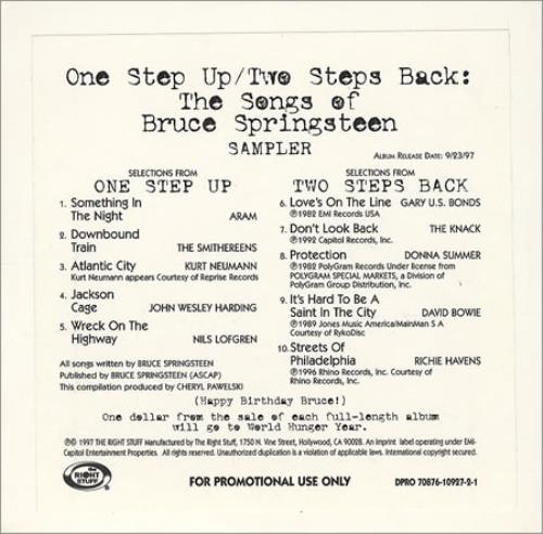 Bruce Springsteen One Step Up/two Steps Back US Promo CD album (CDLP ...