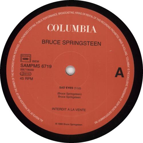 Bruce Springsteen Sad Eyes French Promo 12" vinyl single (12 inch ...