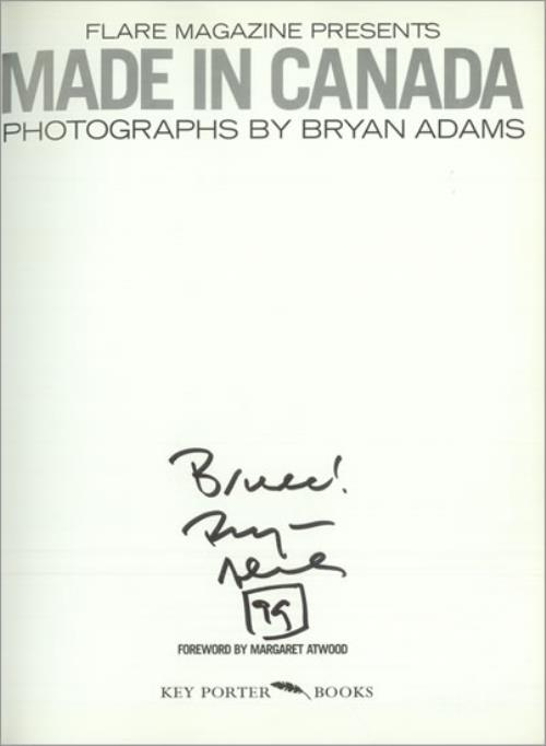Bryan Adams Made In Canada - Autograph Canadian book (504526) 1-55263-071-4