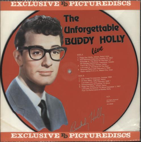 Buddy Holly The Unforgettable Buddy Holly Live Danish picture disc LP (vinyl picture disc album ...