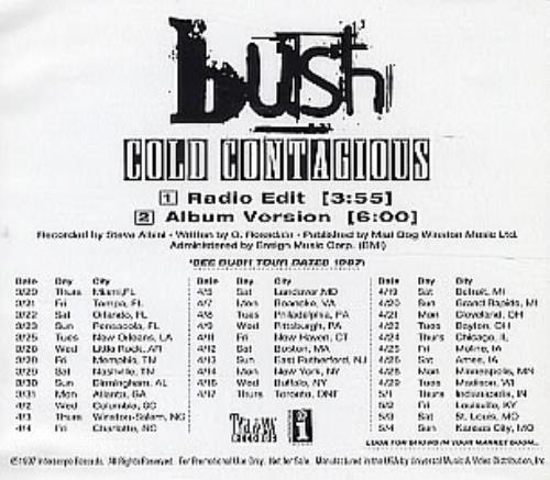 Bush Cold Contagious US Promo CD single (CD5 / 5") (297358)