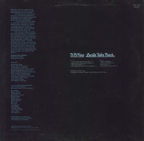 B B King Lucille Talks Back UK vinyl LP album (LP record) (723447)