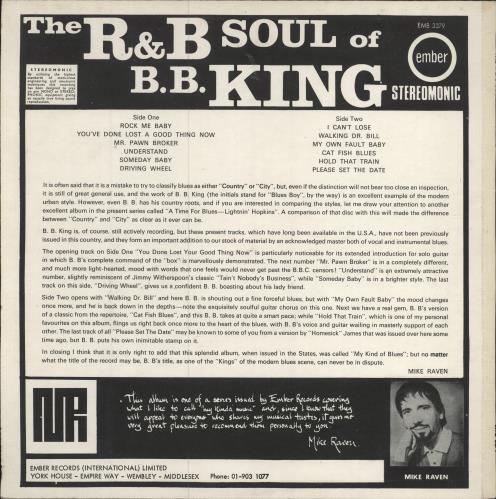 B B King The R&B Soul Of B.B. King UK vinyl LP album (LP record) (783433)