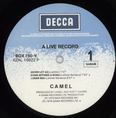 Camel A Live Record - 1st - EX Belgian 2-LP vinyl record set (Double LP ...