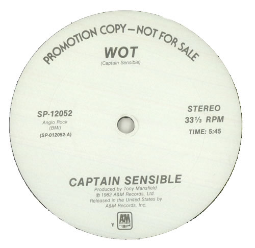 Captain Sensible Wot/ Happy Talk - Promo US Promo 12" vinyl single (12 ...