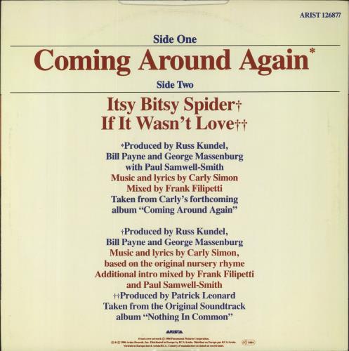 Carly Simon Coming Around Again UK 12" vinyl single (12 inch record ...