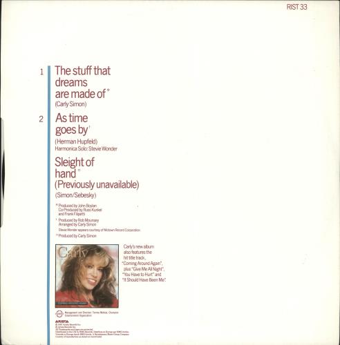 Carly Simon The Stuff That Dreams Are Made Of UK 12" vinyl single (12 ...