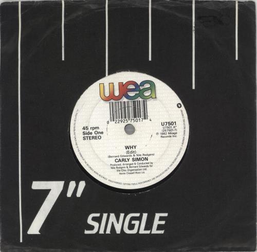 Carly Simon Why? UK 7" vinyl single (7 inch record / 45) (733694)