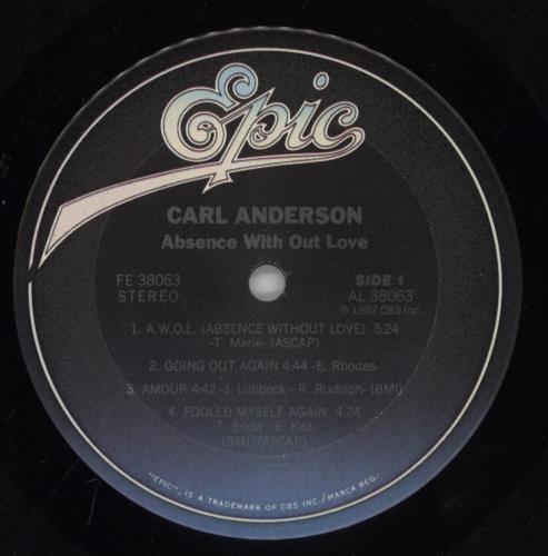 Carl Anderson Absence With Out Love US vinyl LP album (LP record) (860638)