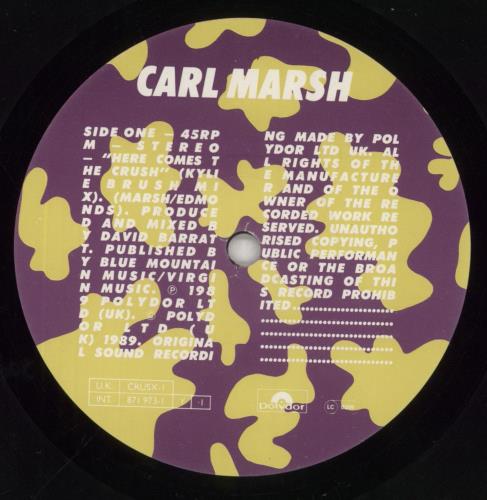 Carl Marsh Here Comes The Crush UK 12" vinyl single (12 inch record / Maxi-single) (854198)